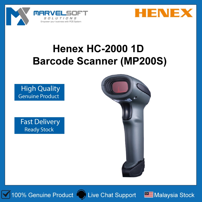 BEST SELLING! Henex HC-2000 1D Laser Barcode Scanner (MP200S) | Shopee Malaysia