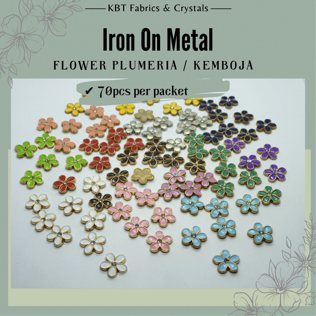 Flower Plumeria Bunga Kemboja Iron On Metal Alloy Hotfix for Tudung ...