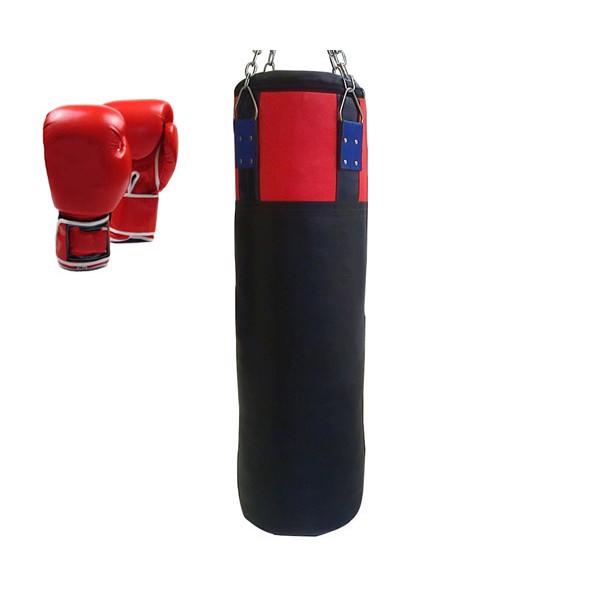 Boxing Sandbag 80cm Pre-stuffed with Super Durable 3-Layer Leather Dai ...