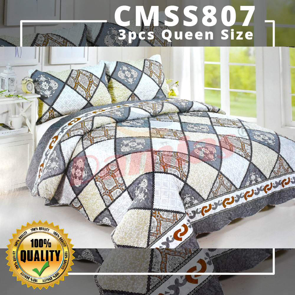 Cadar 3 dalam 1 QUEEN Size SIRI 9 SULTAN Patchwork Tidak Luntur Warna Jahitan Kemas | Shopee ...
