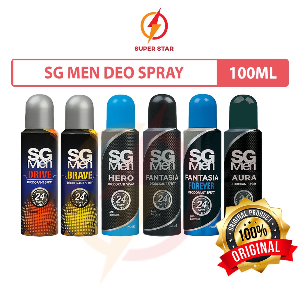 SG Men Deo Spray 100ml (Fantasia/Hero/Aura/Fantasia Forever/Brave/Drive ...