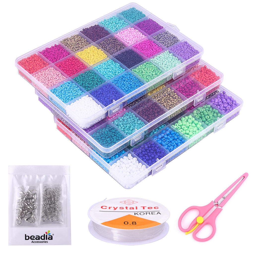 1 set 2-4mm Crystal Charm Beads Glass Seed Bead Box Set For DIY ...