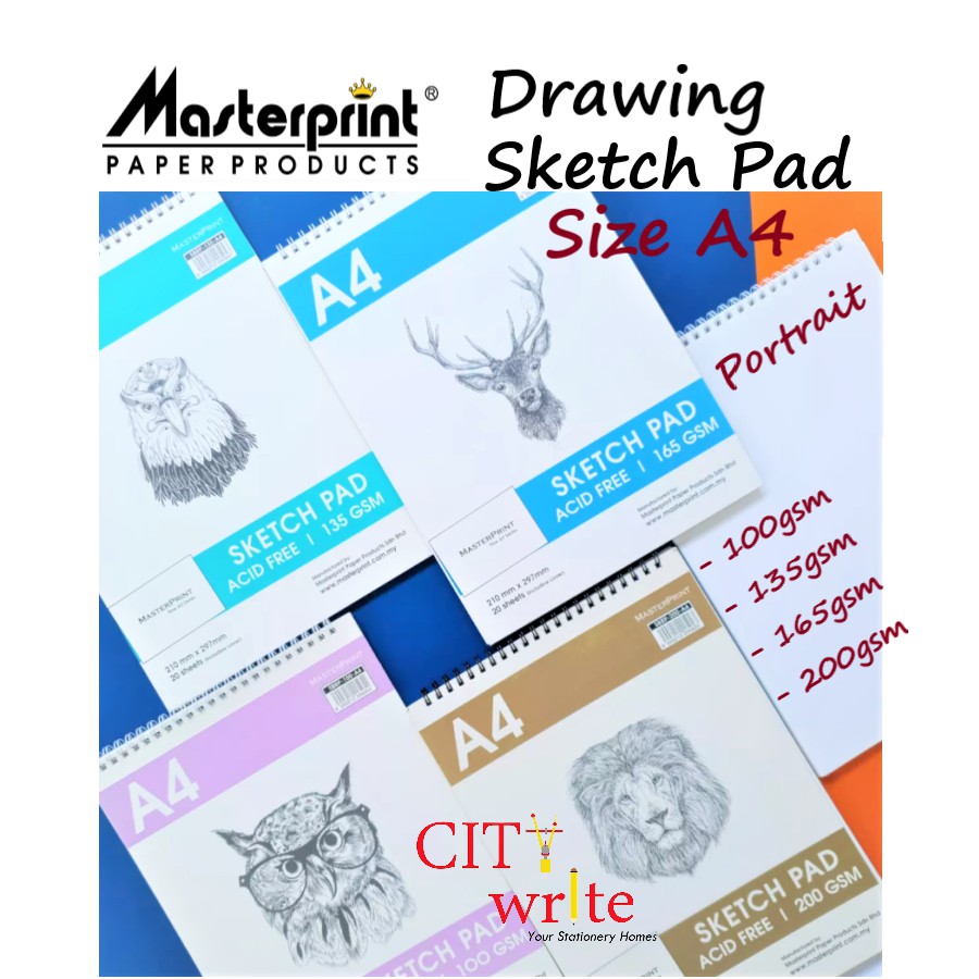 Portrait Size A4 100/135/165/200gsm Sketching Book Art Paint Visual ...