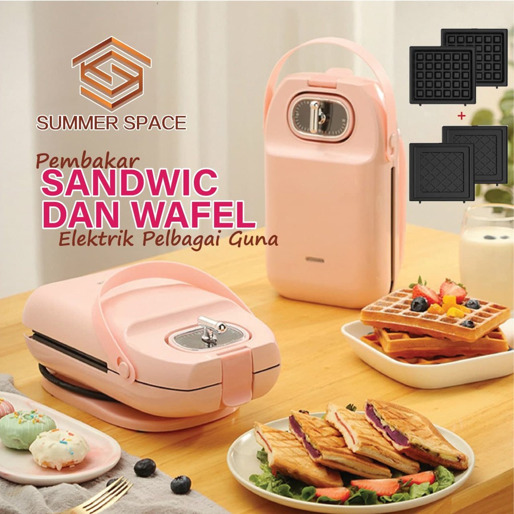 🧇🍞Pembakar Sandwic dan Wafel Elektrik Pelbagai Guna 2 IN 1 Electric ...