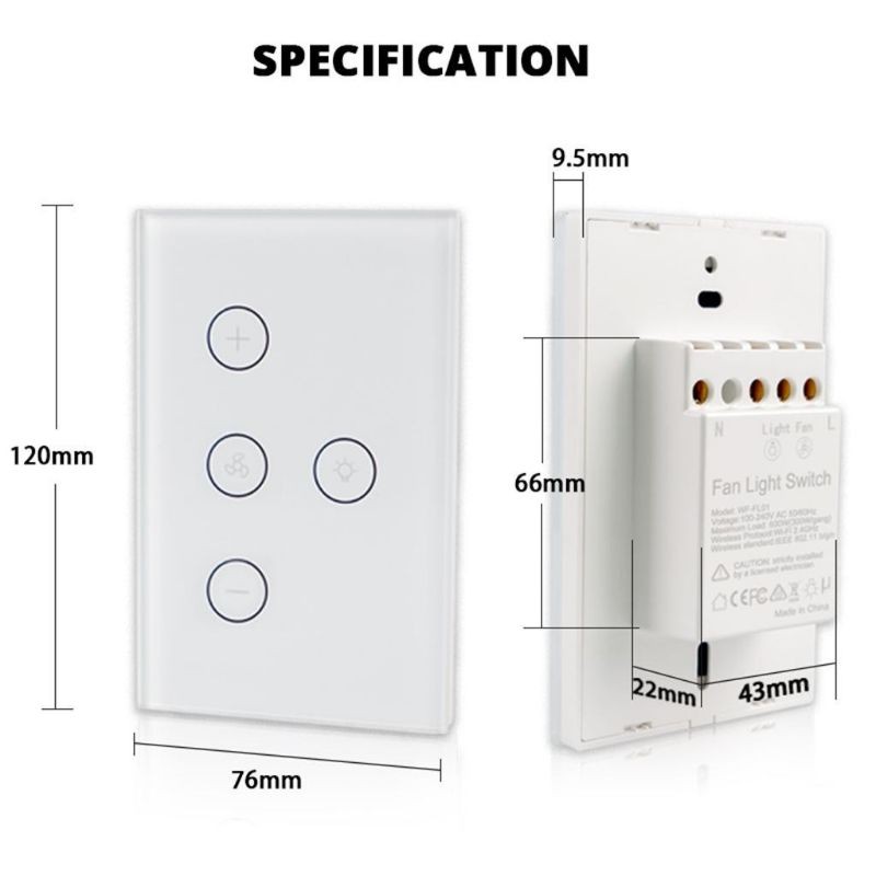 Smart WiFi Fan Light Switch, In-Wall Ceiling Fan Lamp Switch US ...