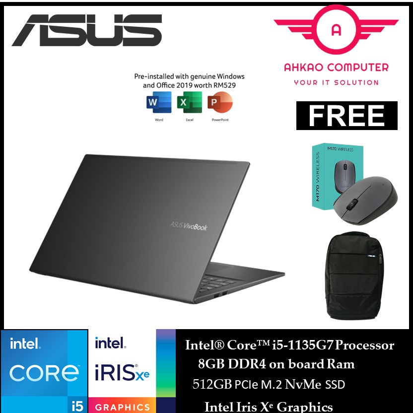 Asus VivoBook 15 K513E-ABQ1902WS 15.6'' FHD Laptop Indie Black ( I5 ...