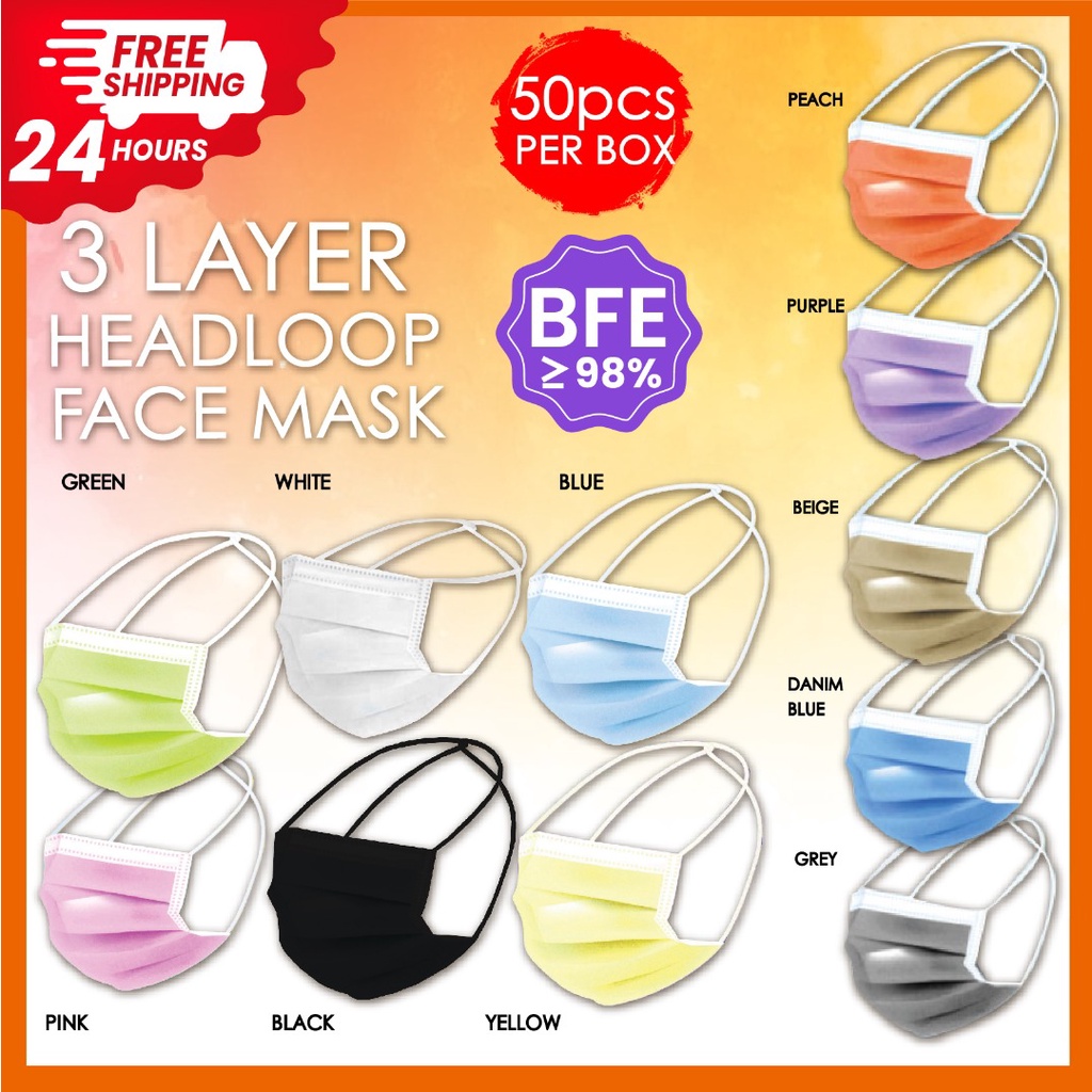 TOPENG MUKA DEWASA HEADLOOP-HIJAB 3PLY 50 PCS | Shopee Malaysia