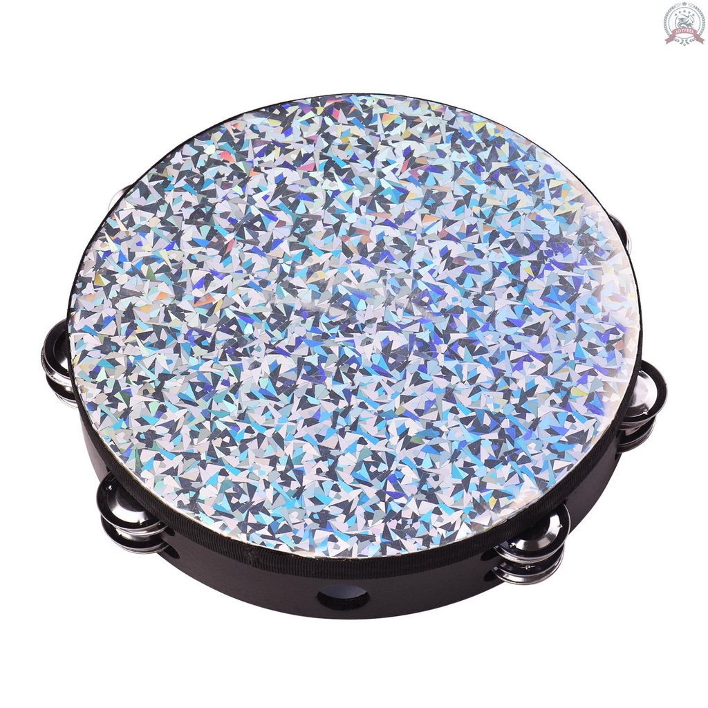 10 Inch Wooden Radiant Tambourine Handbell Hand Drum with Double Rows ...