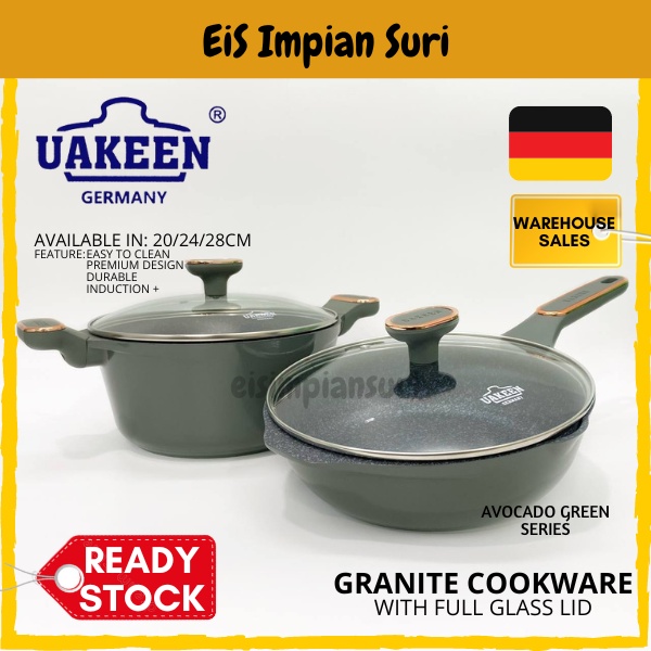 (Ready Stock!!) Uakeen Germany 20/24/28/32cm Green Die Cast Granite Non ...