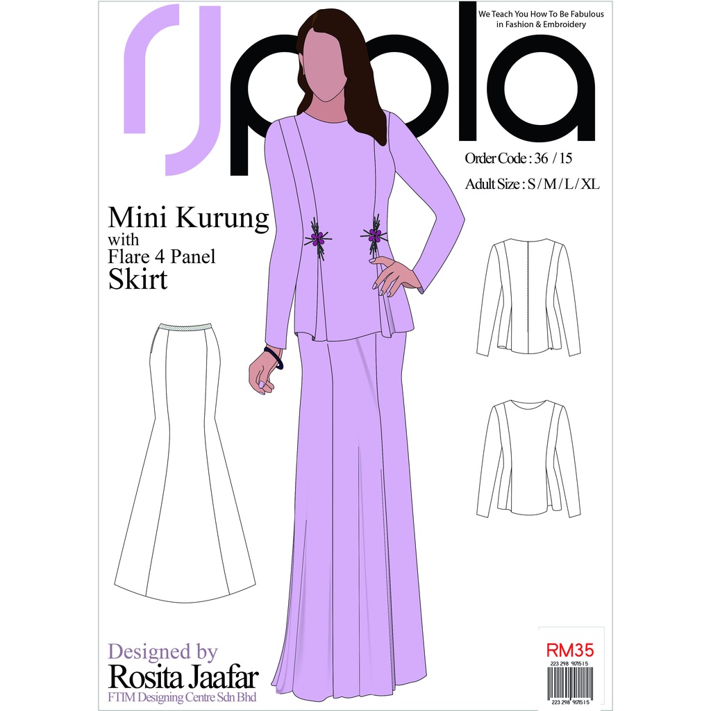 POLA PAKAIAN MINI KURUNG 6 BELAH SKIRT 36 RJPOLA ROSITA JAAFAR | Shopee ...