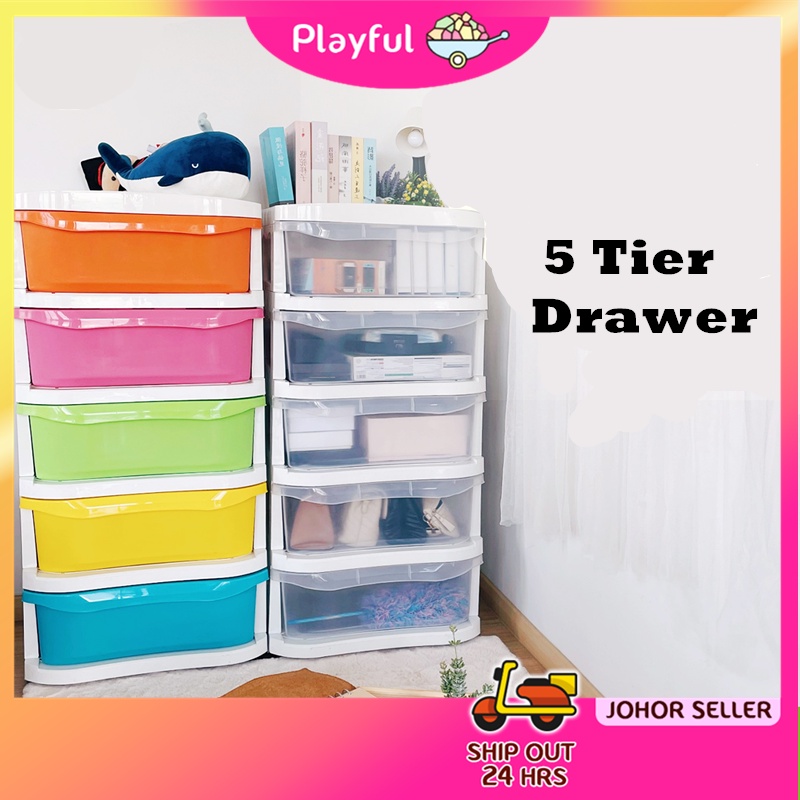 【PLAYFUL】Rak Almari Baju 5-Layer Drawer Cabinet Multi-Purpose Color ...
