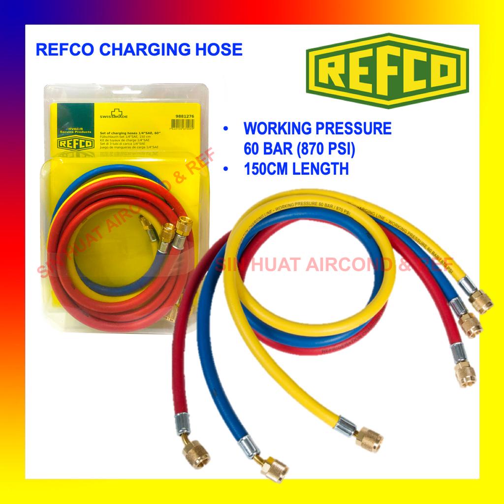 (870PSI) REFCO CHARGING HOSE 150CM R22 1/2" (RED/BLUE/YELLOW) MANIFOLD ...