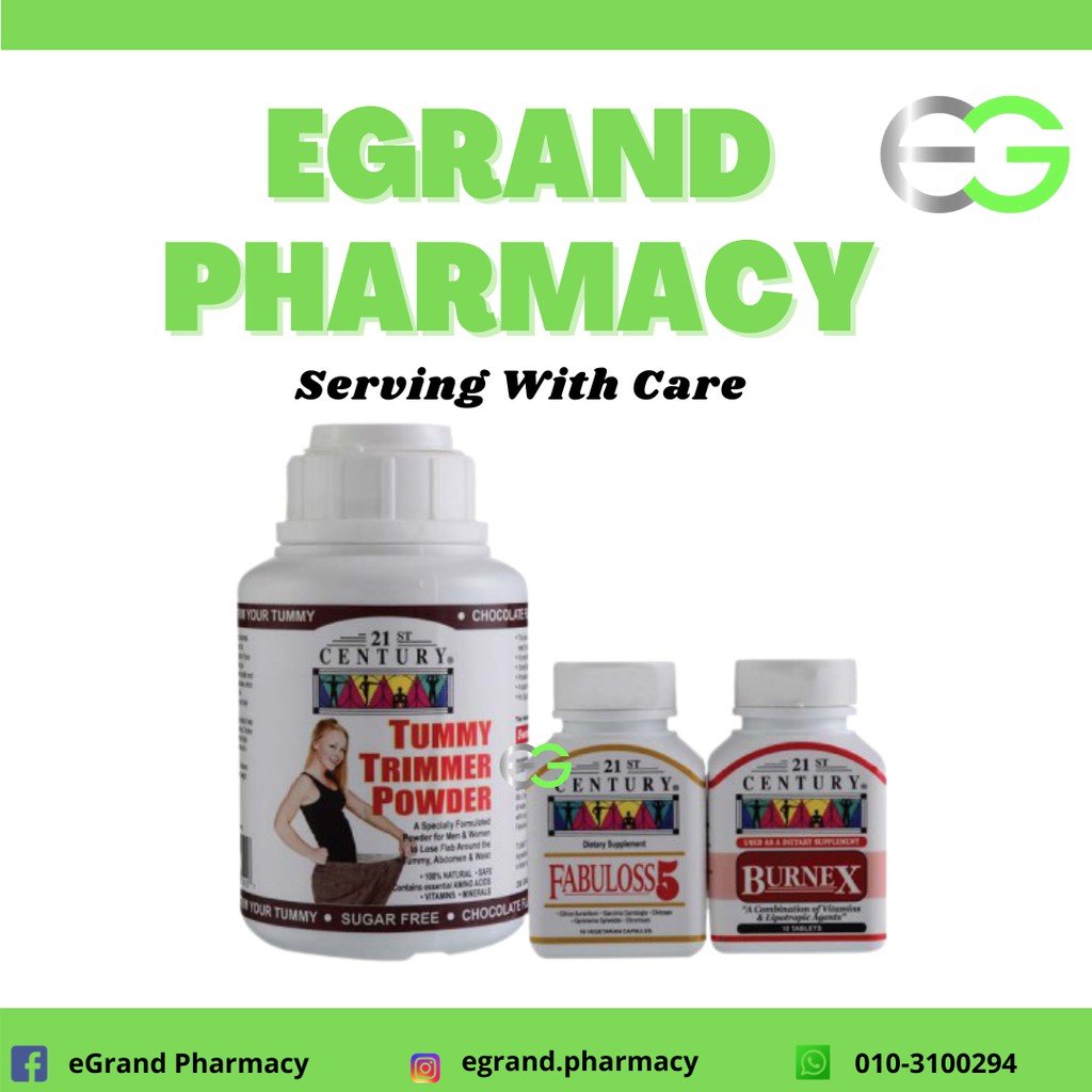 21st CENTURY TUMMY TRIMMER POWDER 250G + BURNEX + FABULOSS5 | Shopee ...