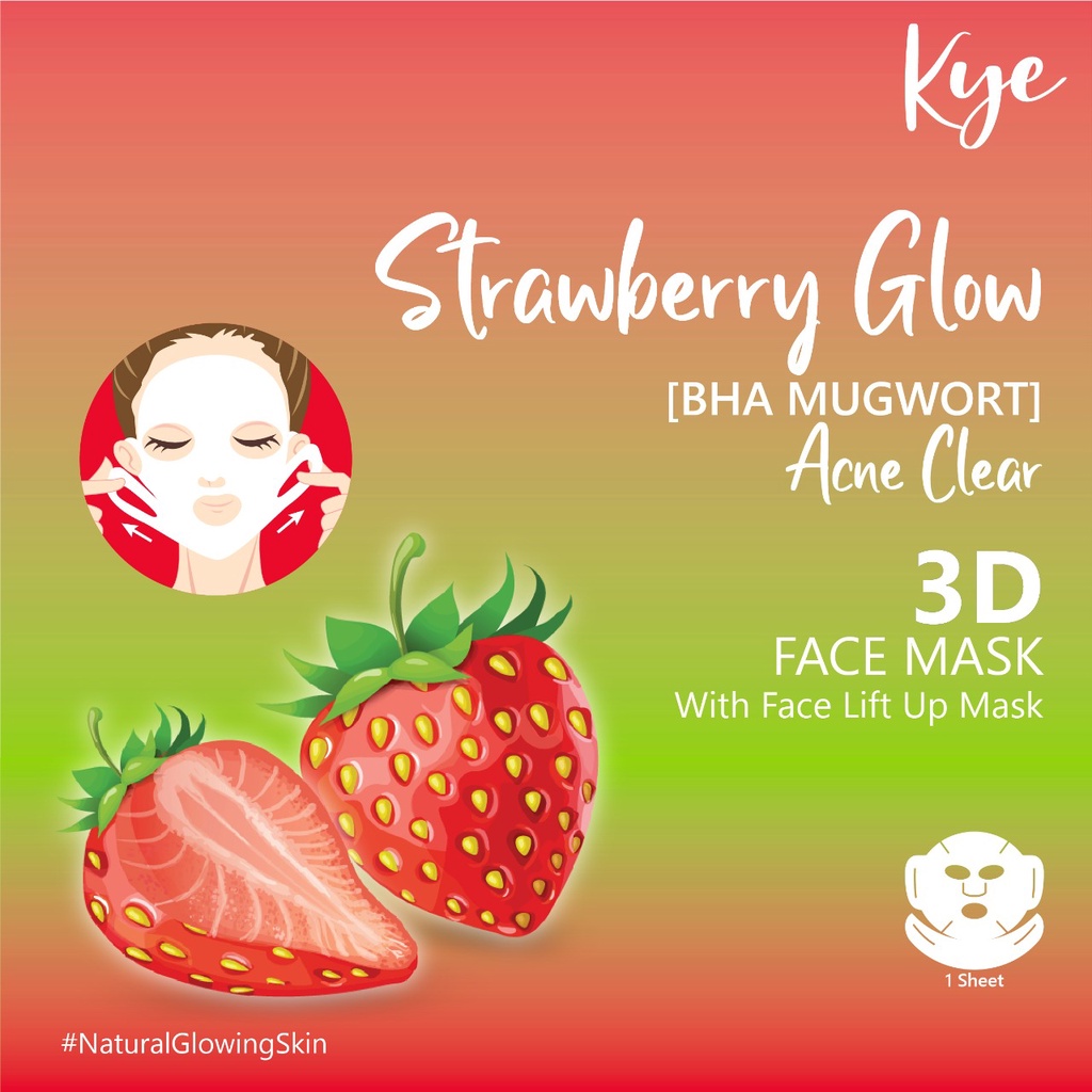Kye - Strawberry Glow Acne Clear 3d Face Mask - 1 Sheet (Bha Mugwort ...