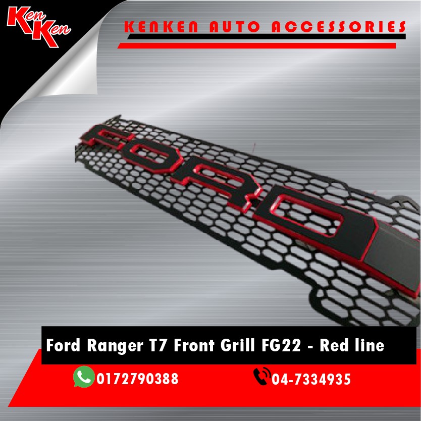 Ford Ranger T7 Front Grill FG22 - Red line | Shopee Malaysia