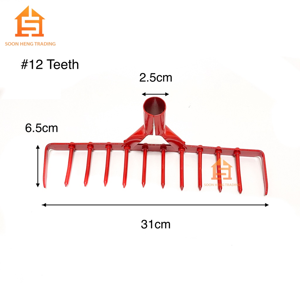 [6T, 8T, 10T, 12T] Garden Rake Red/Steel Rake/ Pencakar Rumput Besi ...