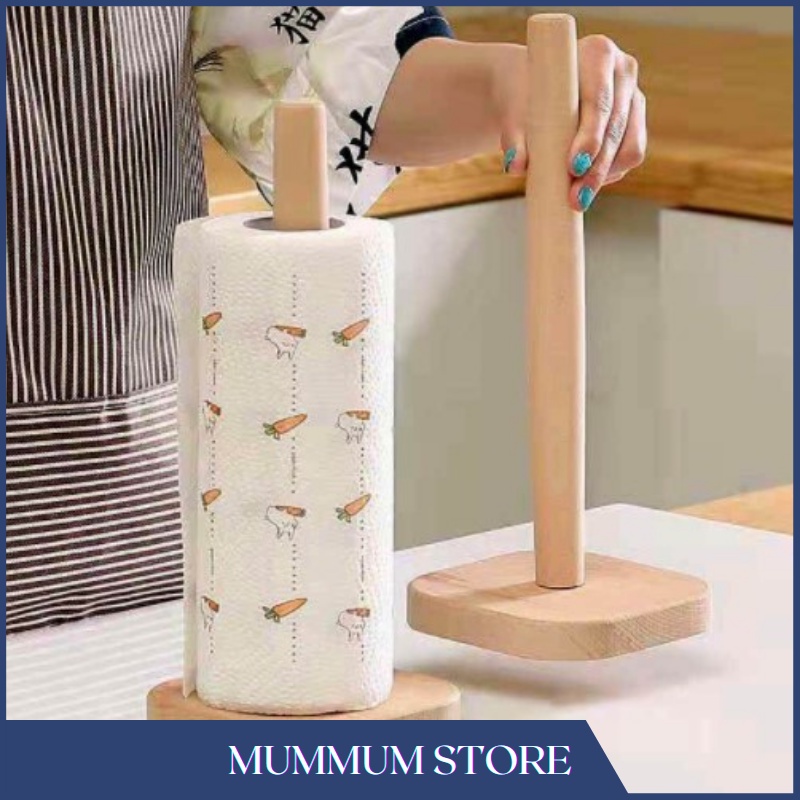 Wooden Tissue Holder Kitchen Paper Roll Holder Tempat Letak Tisu Gulung ...