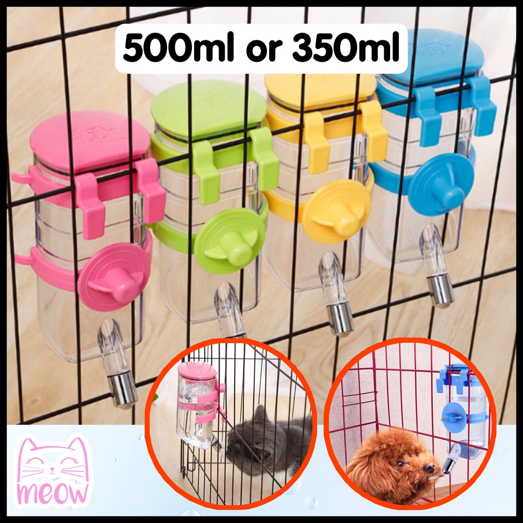 READY STOCK 350ml 500ml Pet CAT DOG HANGING WATER BOTTLE No Drip Cage ...