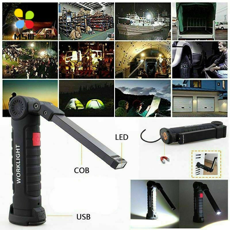 MSW 1PCS LED Portable Work Light USB Rechargeable Inspection Light COB ...