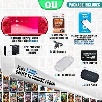 SONY PSP 3000 / 2000 / 1000 ORIGNAL FULL SET + PES 2023 + 1000 GAMES ...