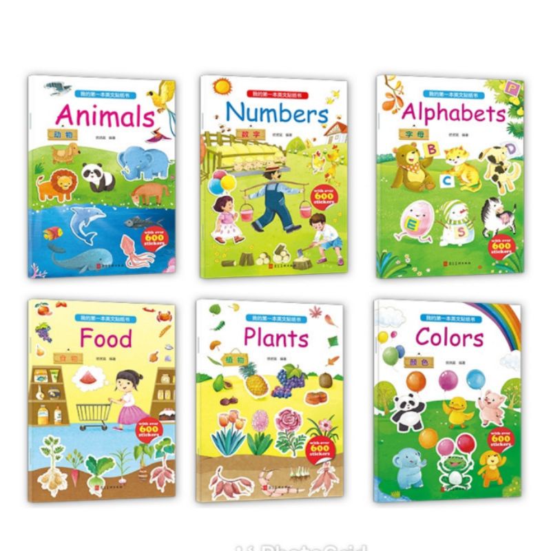 6 In 1 My First English Sticker Book Early Education Sticker Book