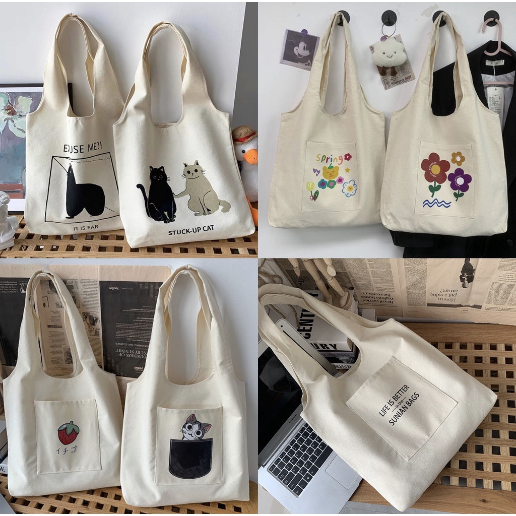 Canvas fashion Bag Female Student Canvas Bag Female Versatile Large ...