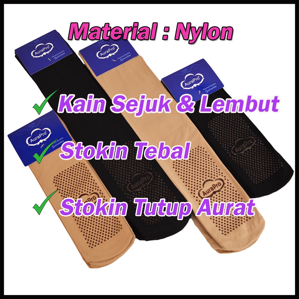 Stokin muslimah panjang pendek anti slip aurapro stoking muslimah ...