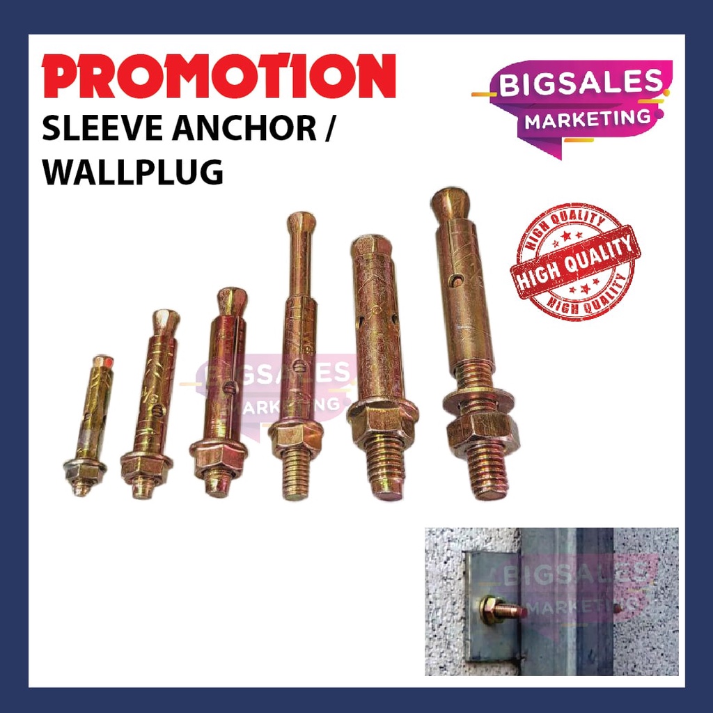 BIGSALES 1 Pcs Sleeve Anchor Iron Metal Wall Plug Screw Wall Expansion ...