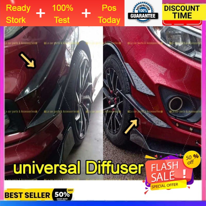 Splitter Rubber Spoiler Body Kit Angle Canard Diffuser Bumper Lip Guard ...