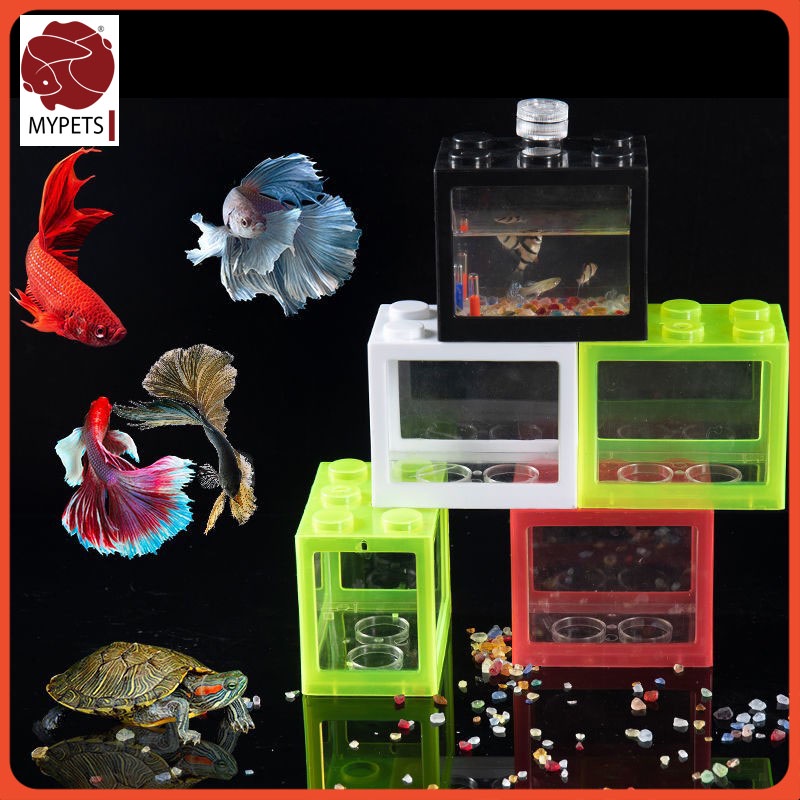 Mypets Mini Aquarium Lego Block Tank Small Fish Tank Led Light Betta ...