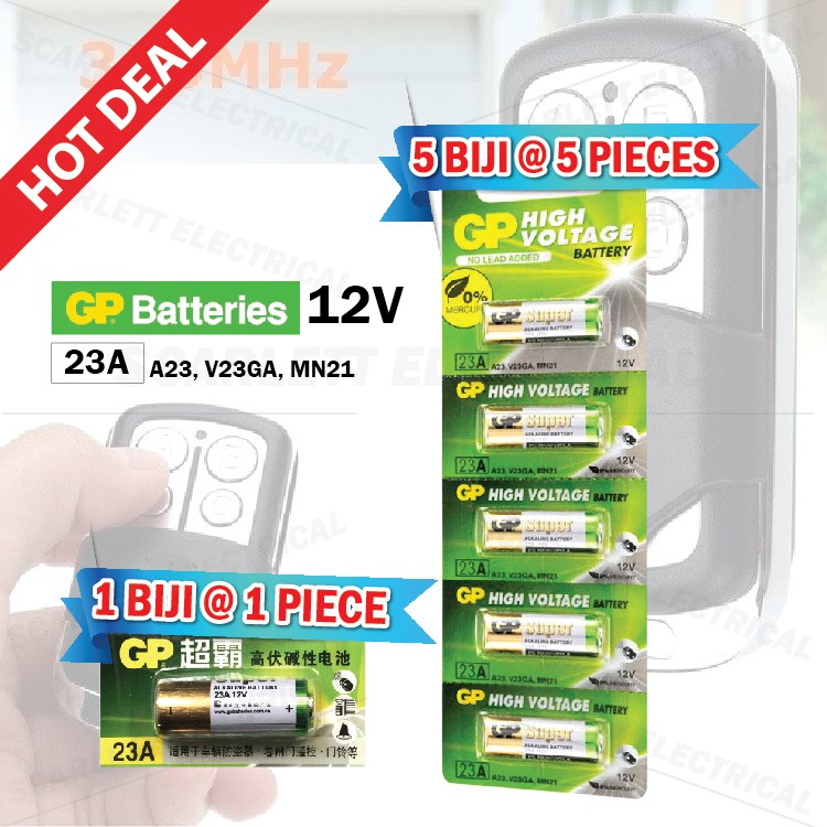 GP Super Alkaline Batteries 12V 23A Remote Control Switch 1 Biji/5Biji ...