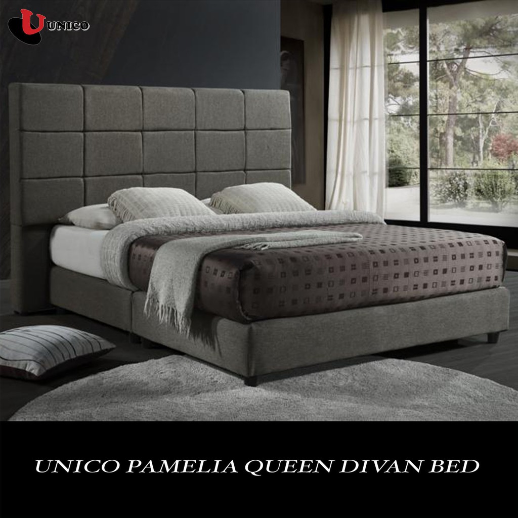 [color brown][fabric] UNICO PAMELIA QUEEN DIVAN BED | Shopee Malaysia