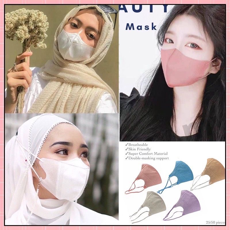 10pcs 4 ply 3D Adult Headloop Hajib Disposable Face Mask. Ready Stock ...