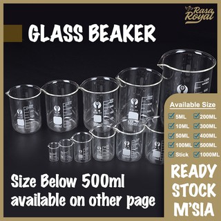 Glass Beaker (1000ml-5000ml) Low Form Bikar Griffin Borosilicate ...