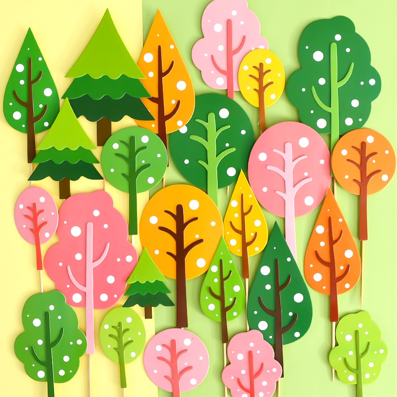 3pcs Forest Tree Cake Topper Jungle Theme Birthday Party Cake ...