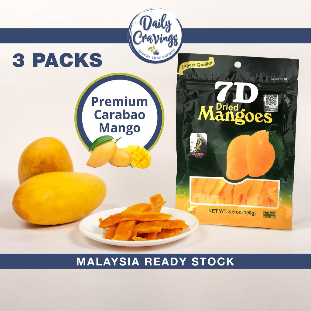 7D Dried Mangoes Mangga Kering 100gx3 Snek Premium dari Filipina | Premium Sweet Snack ...