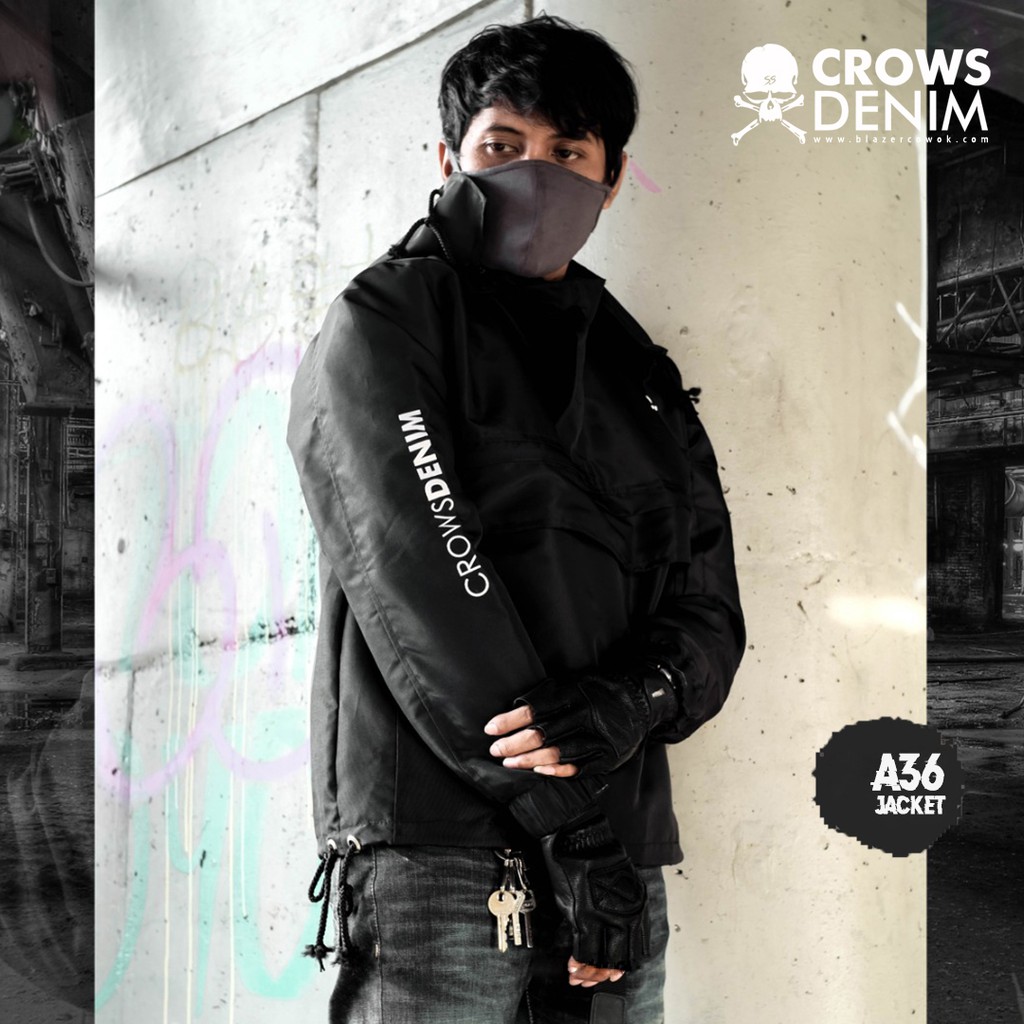 HITAM Taslan Waterproof Black Parashute Jacket TFOA A36 | Shopee Malaysia