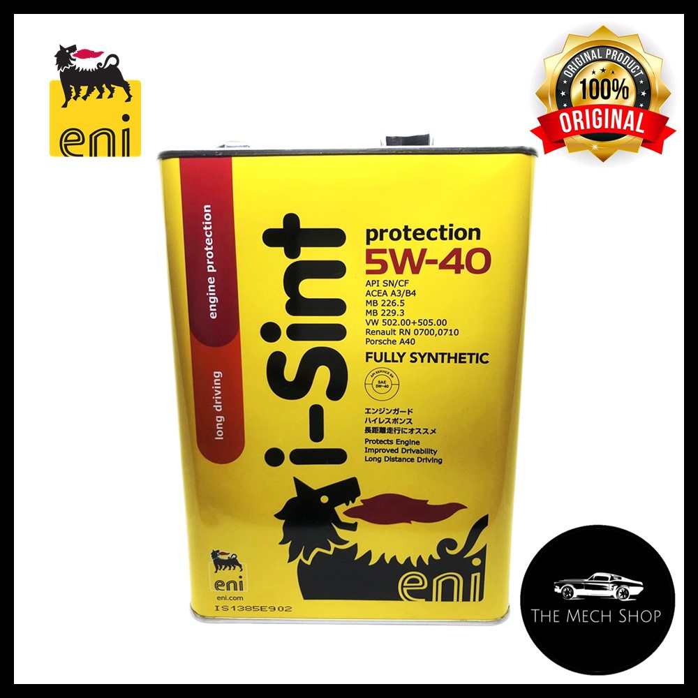 ENI i-Sint Fully Synthetic 5w40 Engine Oil 5W-40 API SN/CF (4 Litres ...