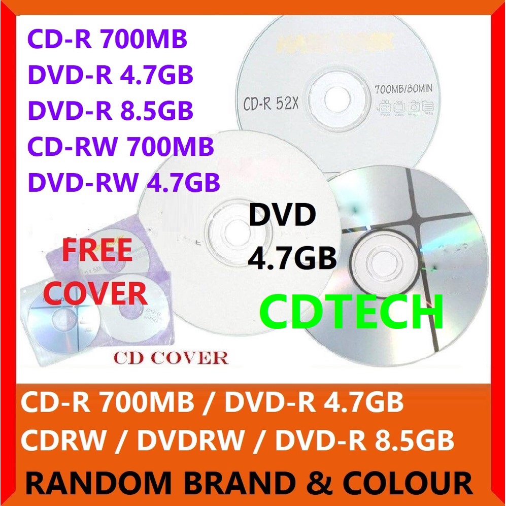 CD/ DVD 52X 700MB 80MIN Blank CDR CD-R DVD DVD-R KOSONG CDRW DVDRW DVD ...