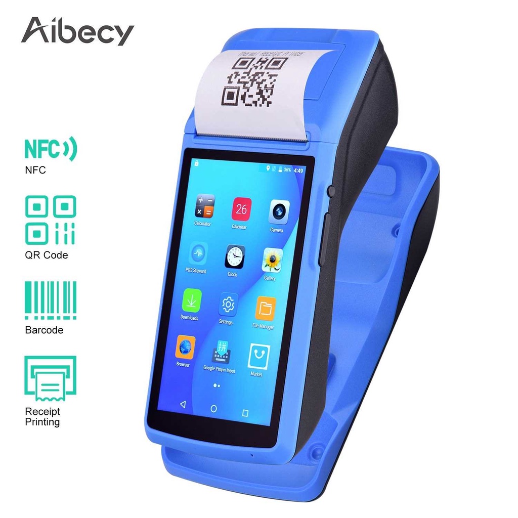 Aibecy All in One Handheld PDA Printer Wireless Android POS Payment Terminal Receipt Printer ...