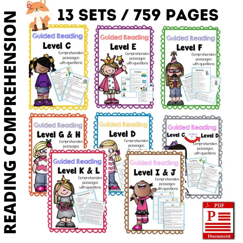 E42 Guided Reading Comprehension Passages (PDF) 13 level 759 pages ...