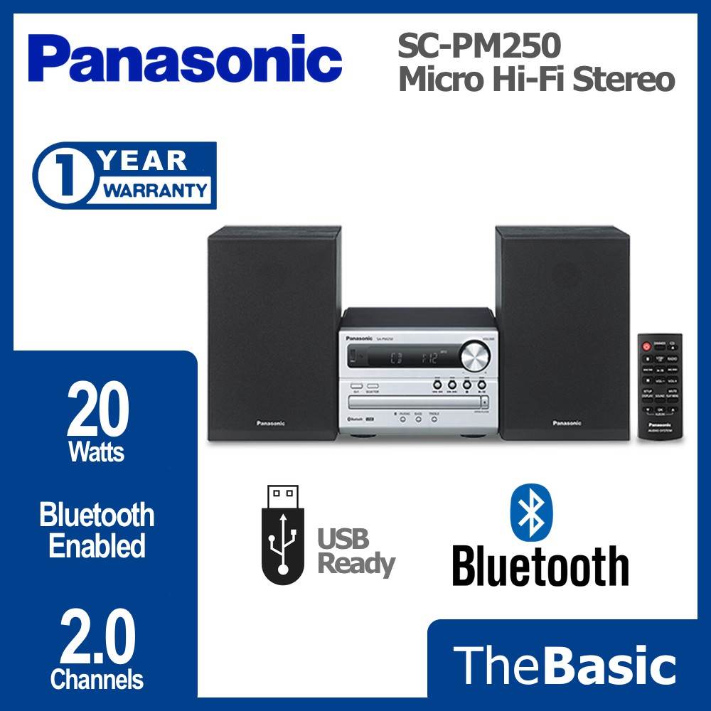 PANASONIC CD USB Bluetooth Micro Hi-Fi Stereo System (SC-PM250, SC ...