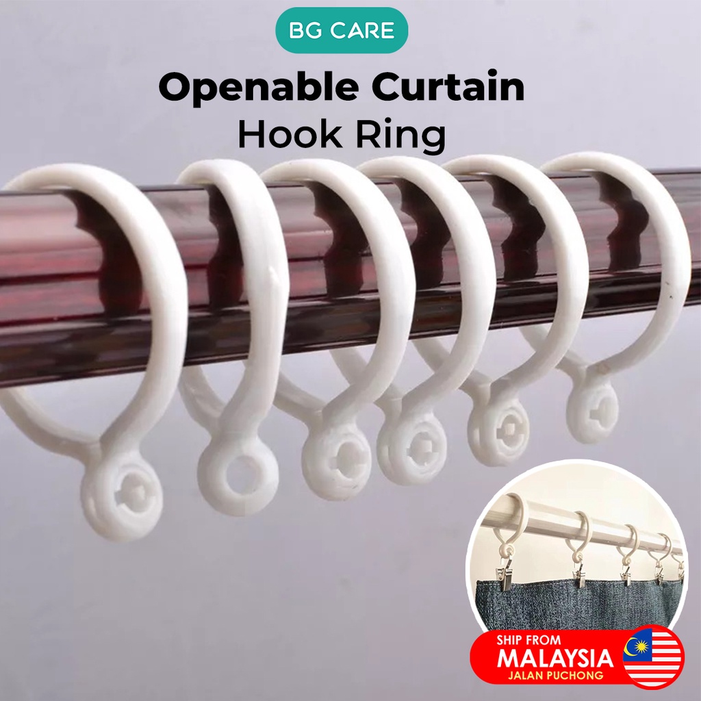 Openable Curtain Rod Ring Hook Eyelet Ring Hanging Buckle Hanger Hook ...