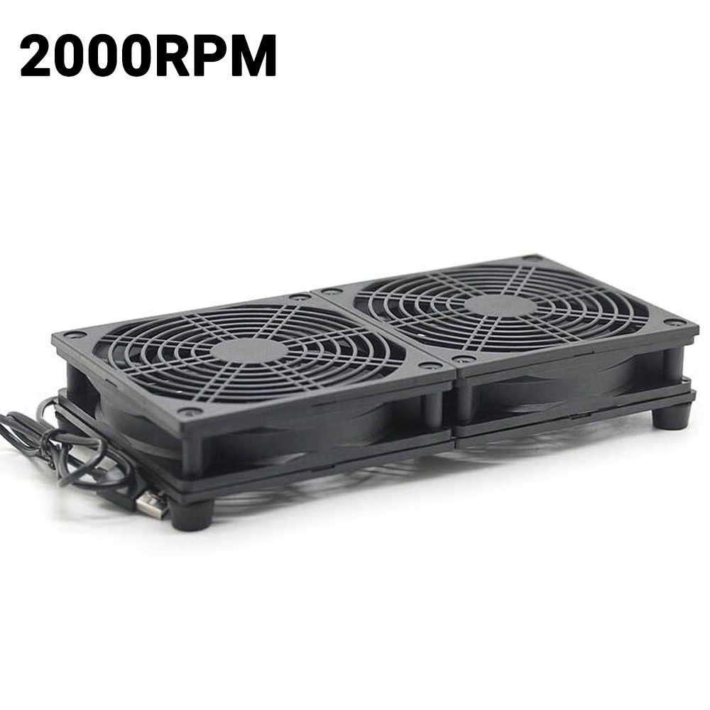 2500RPM USB Powered Cooling Modem Router TV Box 5V Dual USB Powered ...