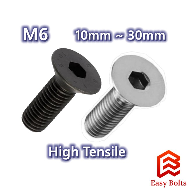 HT CSK Allen Screw - M6 x 10mm ~ 30mm (Coarse Thread Pitch 1.0mm) (High ...