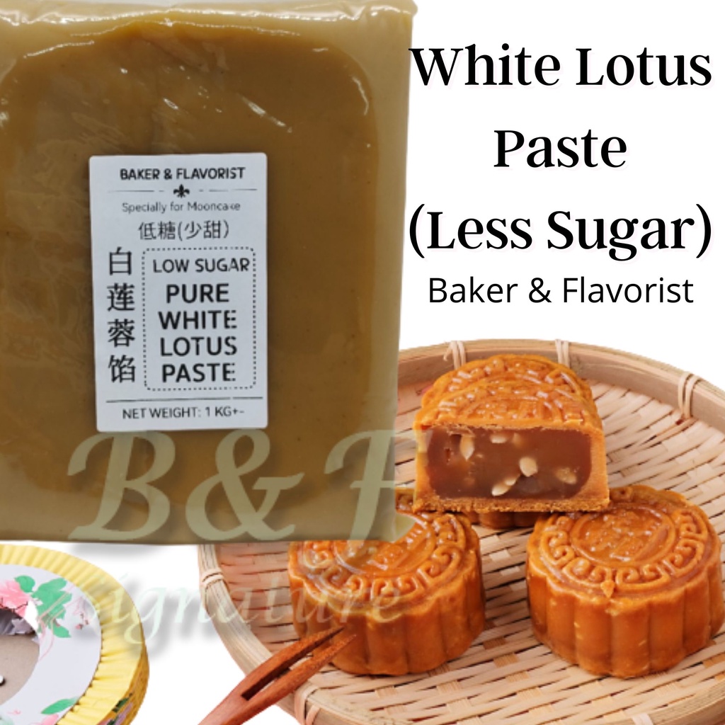 White Lotus Paste 白莲蓉 少糖 纯月饼馅 Mooncake Filling Less Sugar/Pes Kuih ...
