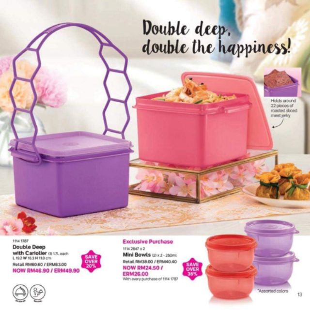Ready Stock Original Tupperware Double Deep with Cariolier . | Shopee ...
