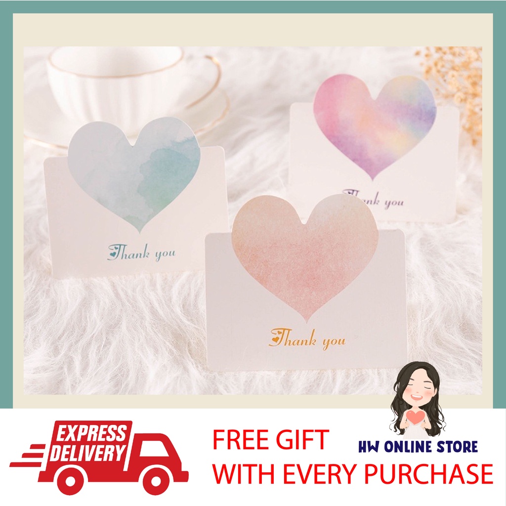 READY STOCK Thank You Romantic Love Heart Greeting Card Valentine's Day ...