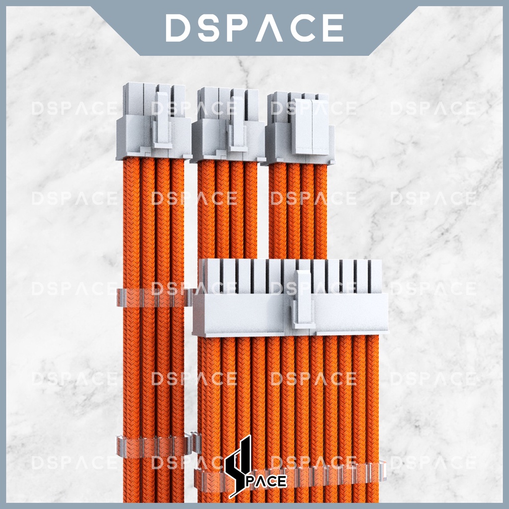 DSPACE MESH-X PSU Orange Premium Sleeve Braided Extension Custom Cable ...