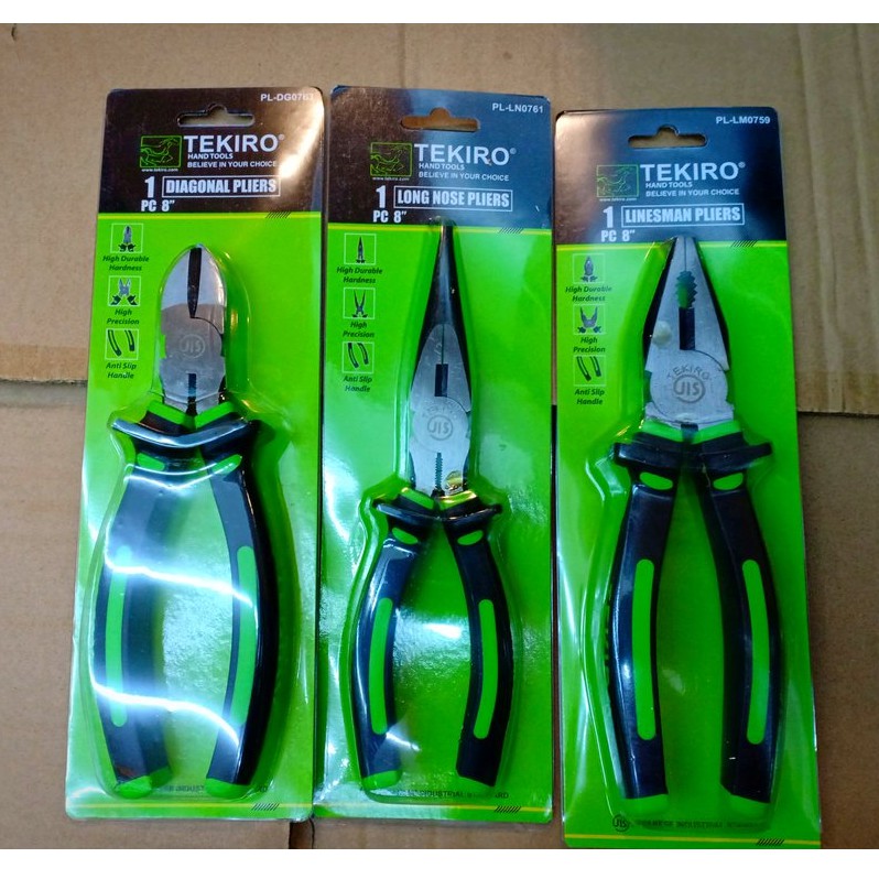 Tekiro pliers set 3pcs size 8 inch (cutting pliers, combination pliers ...